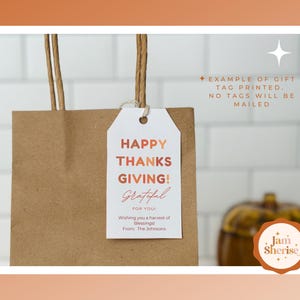 Editable Thanksgiving Gift Tag With Note Grateful for You. - Etsy