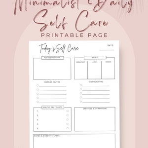 Daily Self Care Printable With Daily Habit & Routine Checklist - Etsy