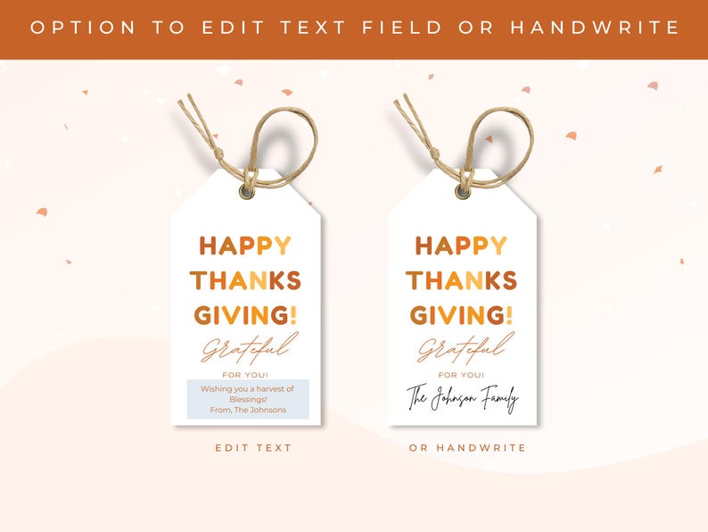 Editable Thanksgiving Gift Tag With Note Grateful for You. - Etsy