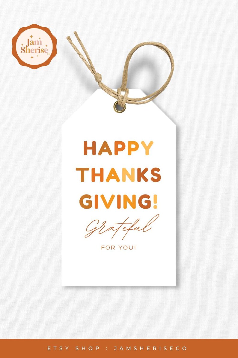 Editable Thanksgiving Gift Tag With Note Grateful for You. - Etsy