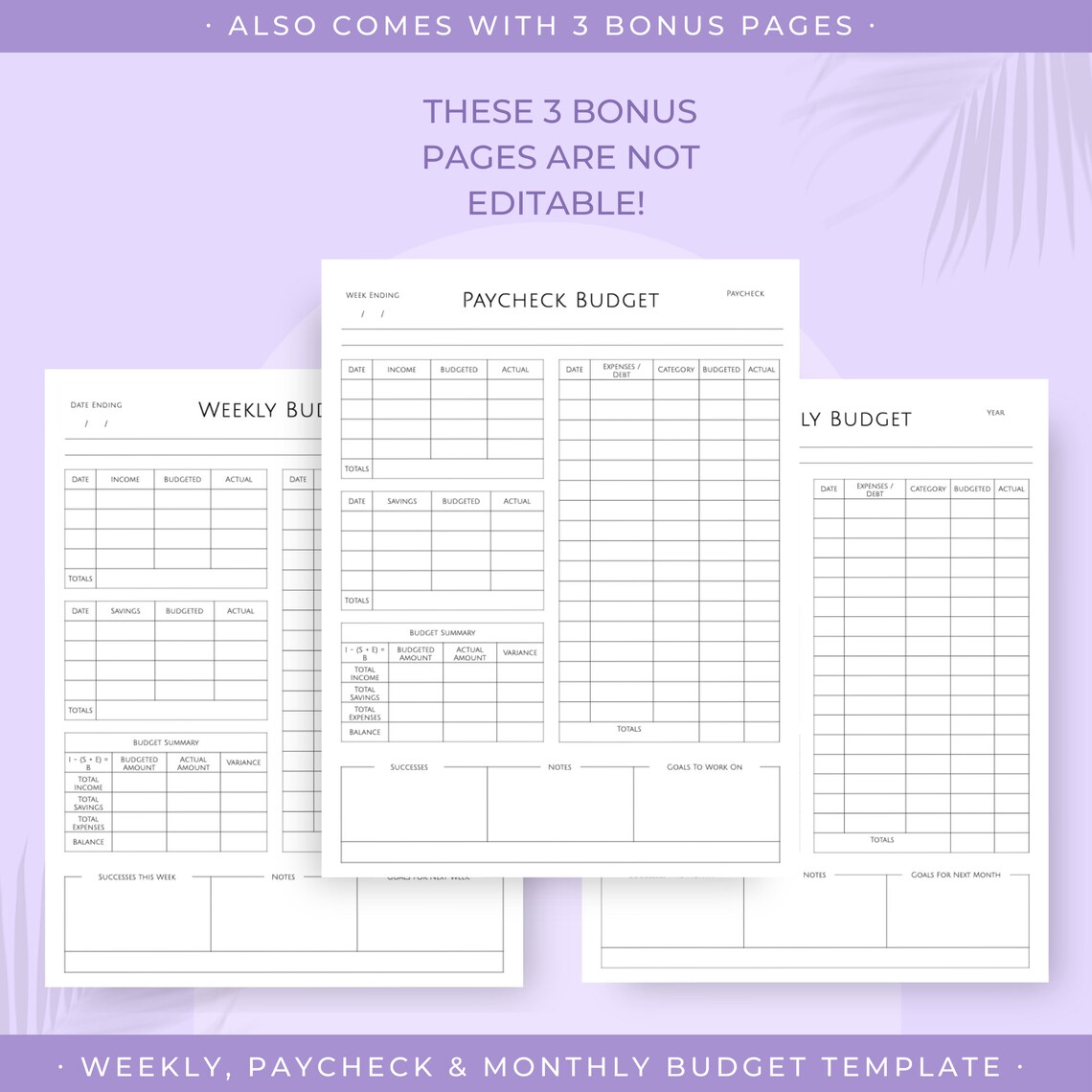 Editable Monthly Budget Template With Automatic Calculated Fields ...