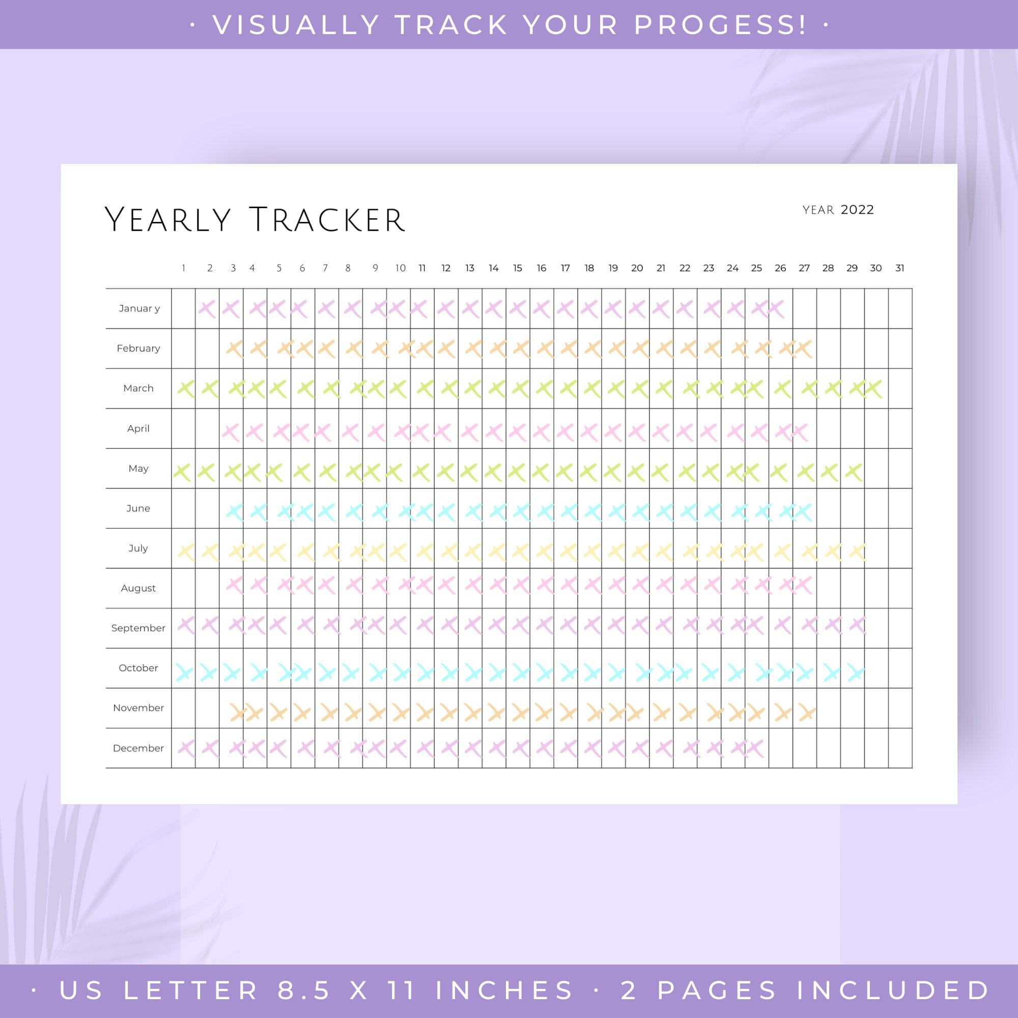 Editable Yearly Tracker & Yearly Overview Planner Printable Pages - Etsy