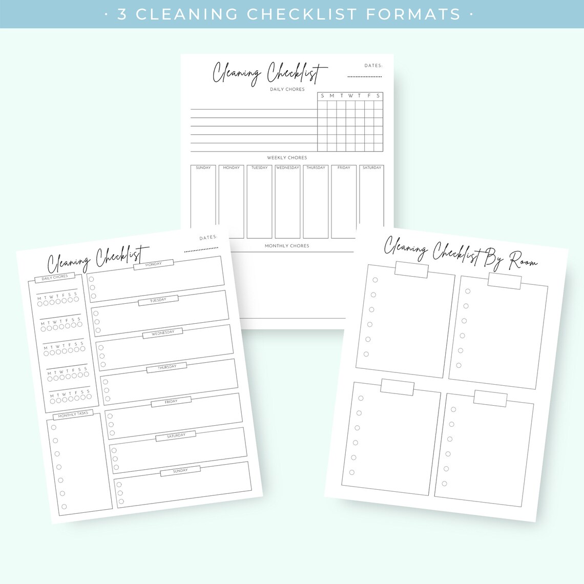 Cleaning Checklist Printable Pages with Monthly Weekly & | Etsy