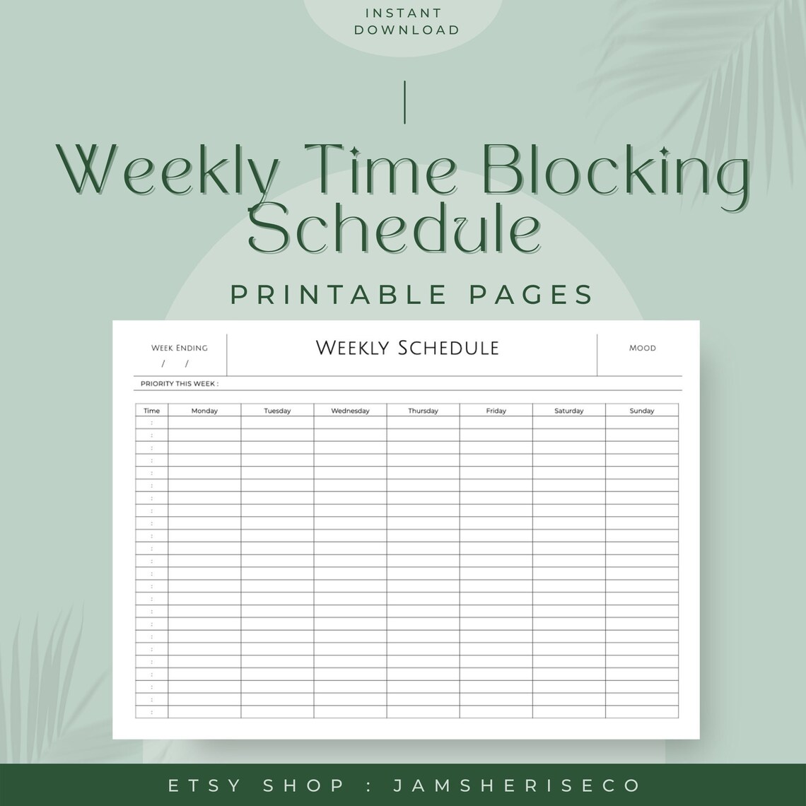 Weekly Time Blocking Schedule Printable Pages. Hourly Planner Template ...