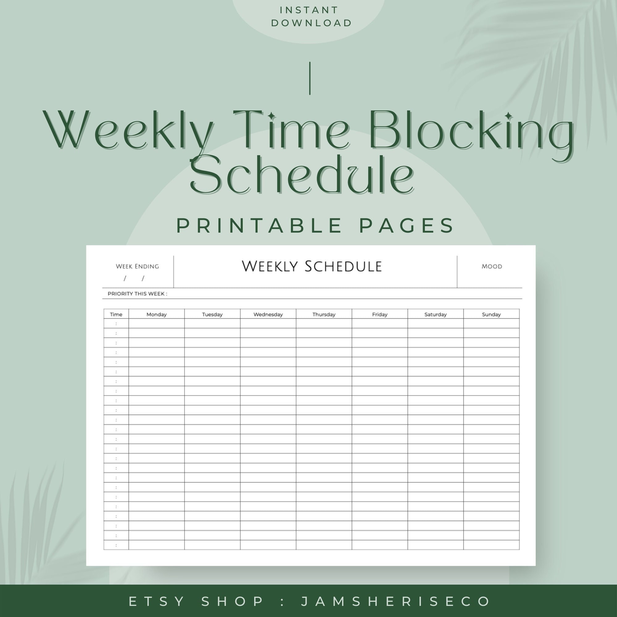 Weekly Time Blocking Schedule Printable Pages. Hourly Planner Template ...