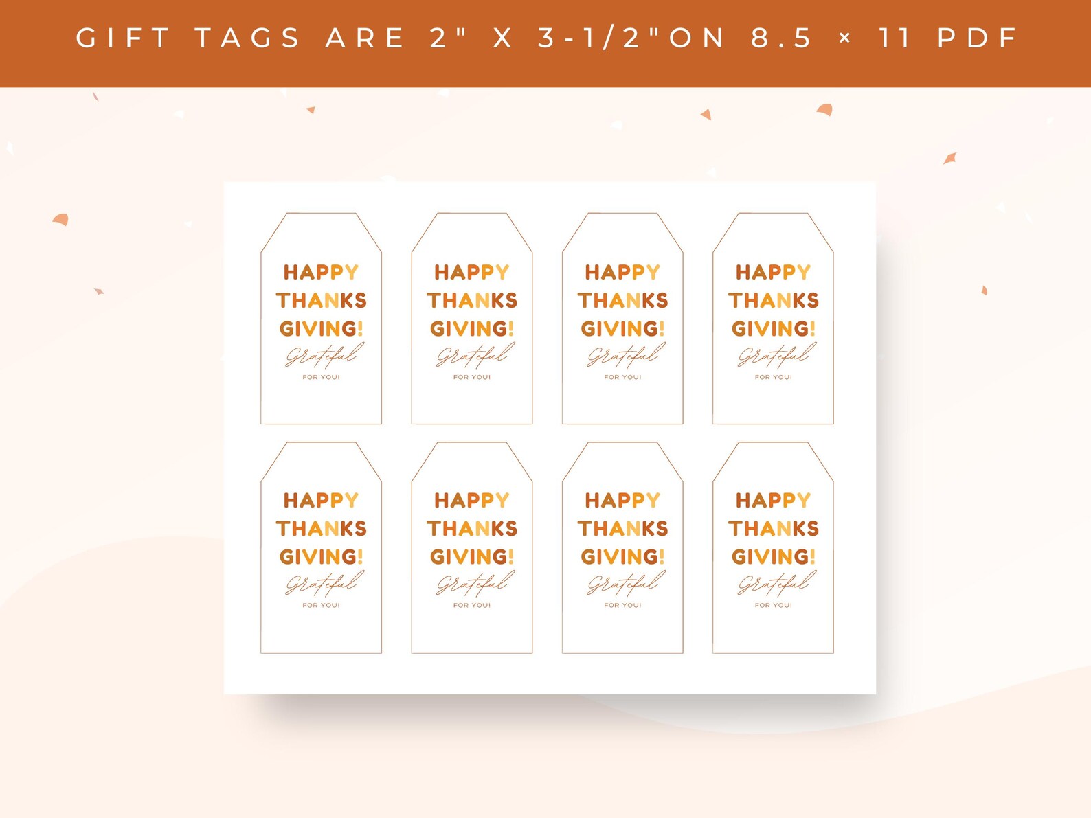 Editable Thanksgiving Gift Tag With Note Grateful for You. - Etsy