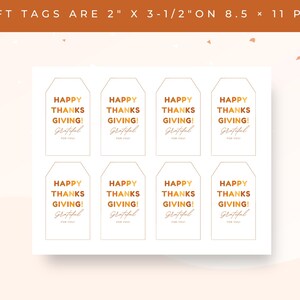 Editable Thanksgiving Gift Tag With Note Grateful for You. - Etsy