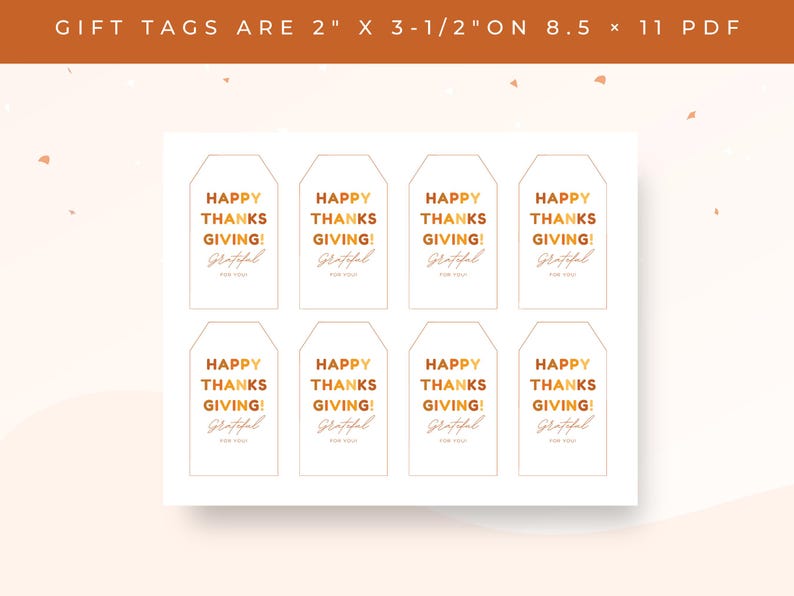 Editable Thanksgiving Gift Tag With Note Grateful for You. - Etsy