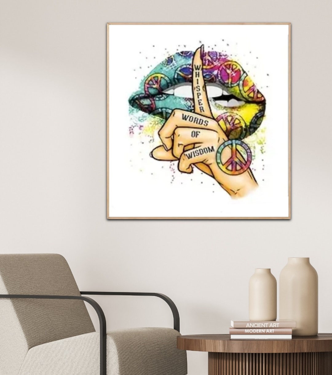 Bunte Lippen Hit Art Print Lippen Muster Psychedelic Stil Peace