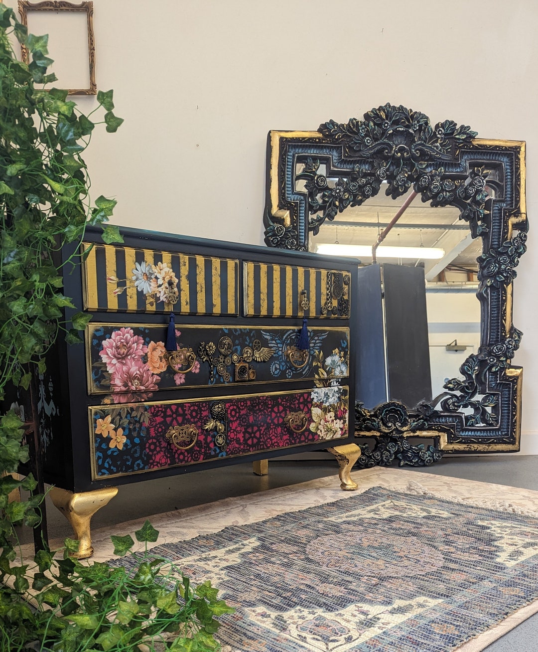 Custom Painted Ornate Carved Mirror, Maximalist Decor. SOLD EXAMPLE ...