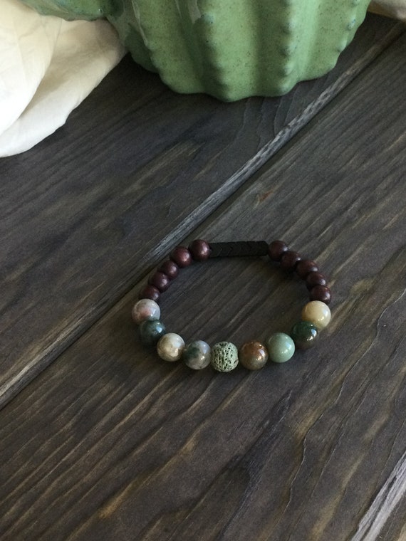 Fancy jasper maroon wood hematite lava stone | Etsy