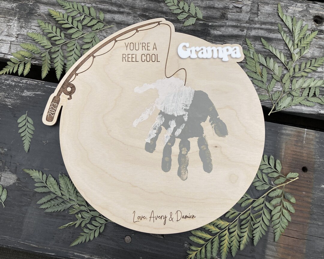 You're a Reel Catch Father's Day Handprint Sign Grandpa Gift for Dad ...