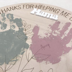 Mother's Day Handprint Sign Gift Flowers for Grandma Custom Handprint ...