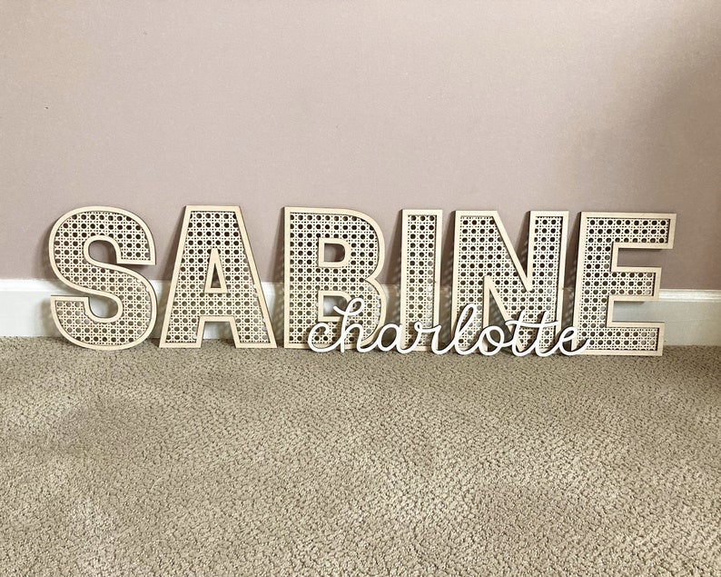 Faux Rattan Letter|rattan Style Letter|rattan Nursery Decor|custom Name ...
