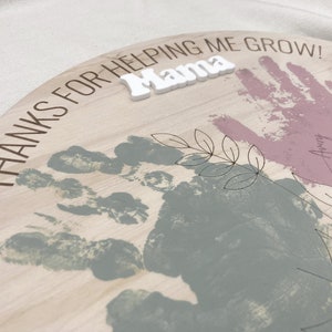 Mother's Day Handprint Sign Gift Flowers for Grandma Custom Handprint ...