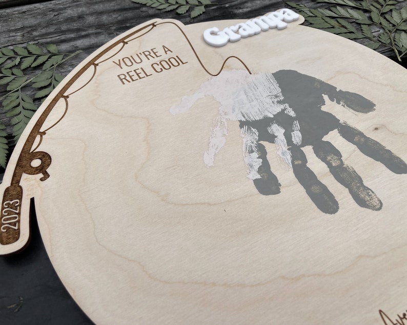 You're a Reel Catch Father's Day Handprint Sign Grandpa Gift for Dad ...