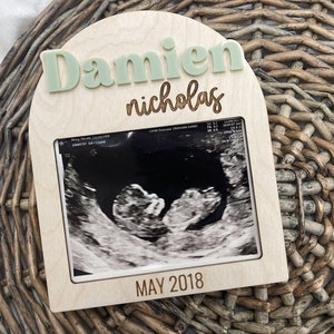 Personalized Magnetic Ultrasound Picture Frame Birth Announcement Sign ...