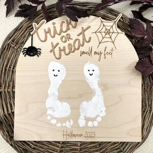 DIY Halloween Footprint Sign Painted Footprint Sign Baby's First ...
