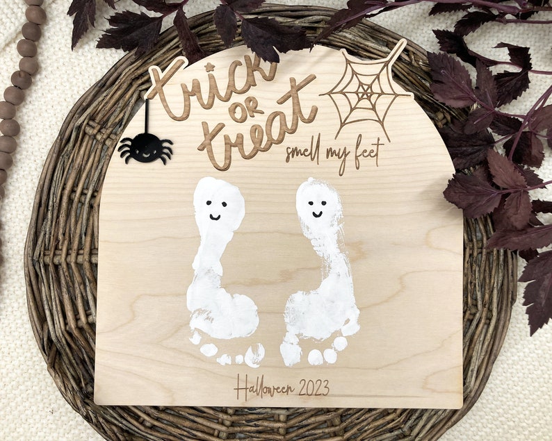 DIY Halloween Footprint Sign Painted Footprint Sign Baby's First ...