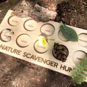 Nature Scavenger Hunt Tray Kids Nature Hunt Wood Activity Montessori ...
