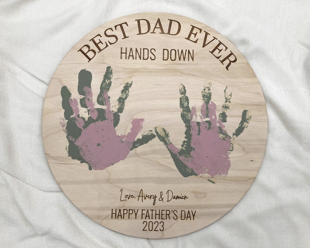 Father's Day Handprint Sign Gift Best Dad Ever Personalized Handprint ...