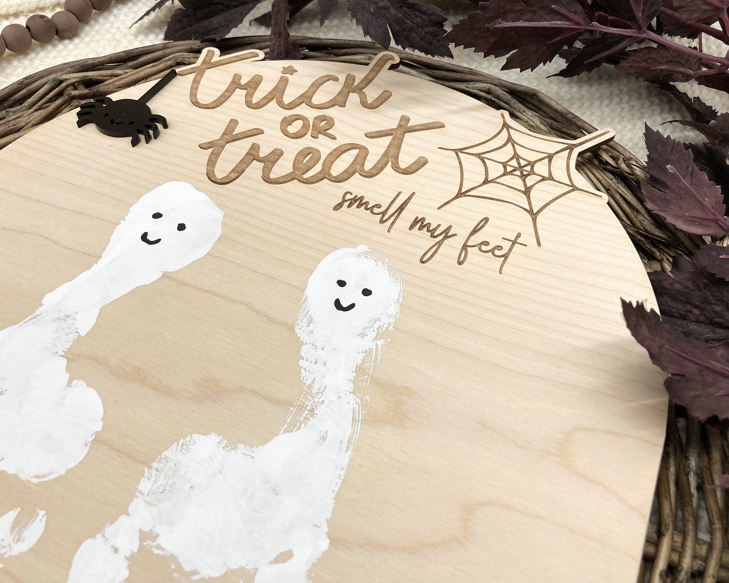 DIY Halloween Footprint Sign Painted Footprint Sign Baby's First ...
