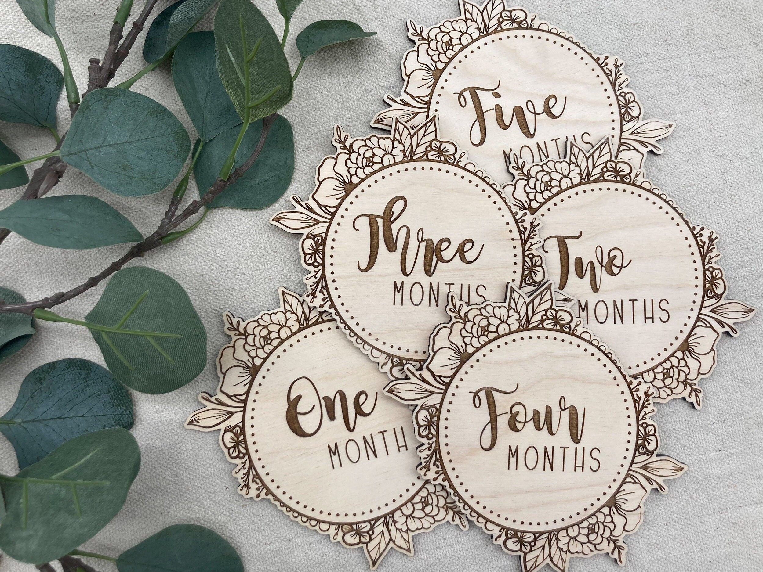 Wooden Floral Monthly Milestone Discs for Baby Photo Propbaby - Etsy