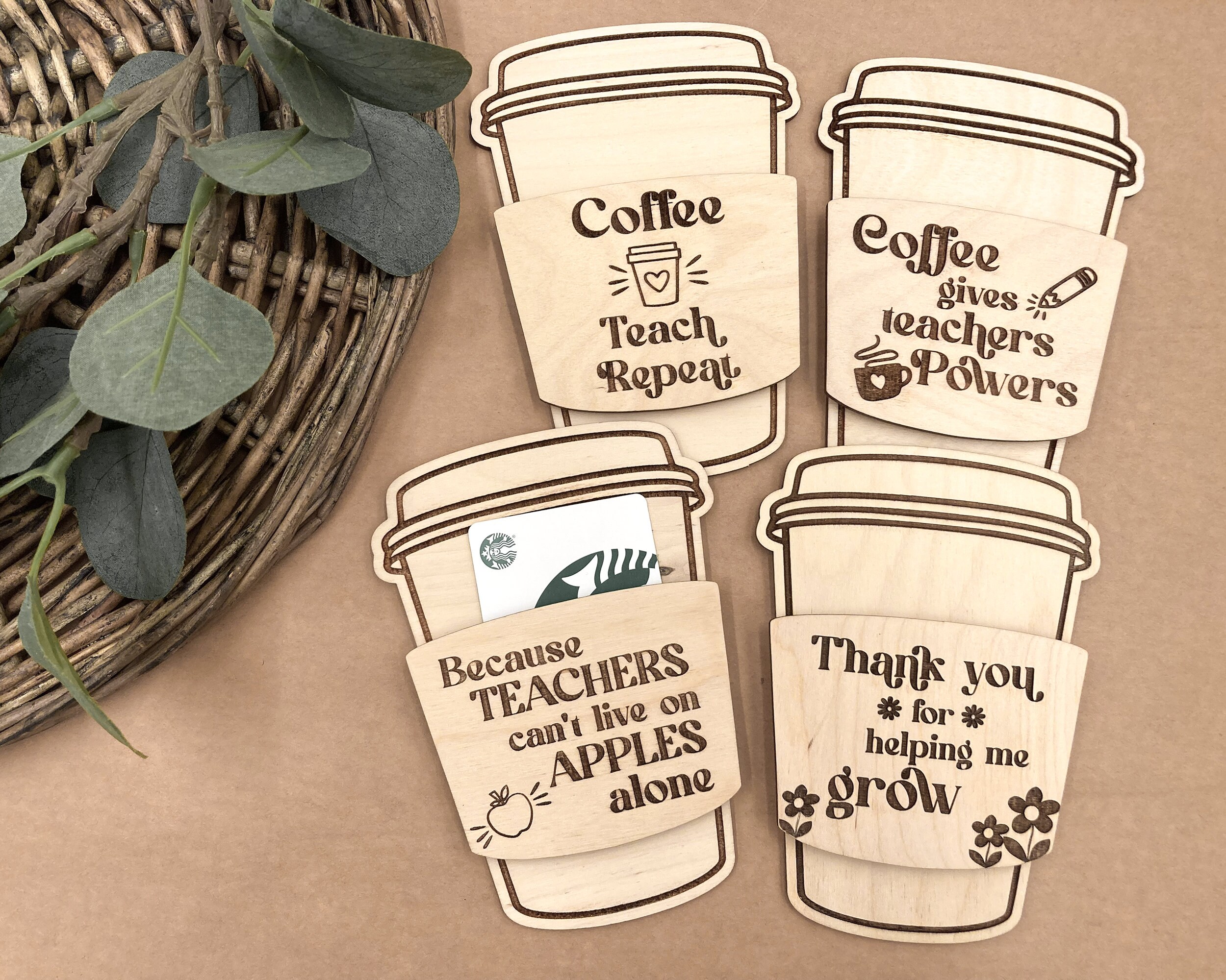 Teacher Gift Card Holder Coffee Gift Card Holder Teacher Appreciation ...