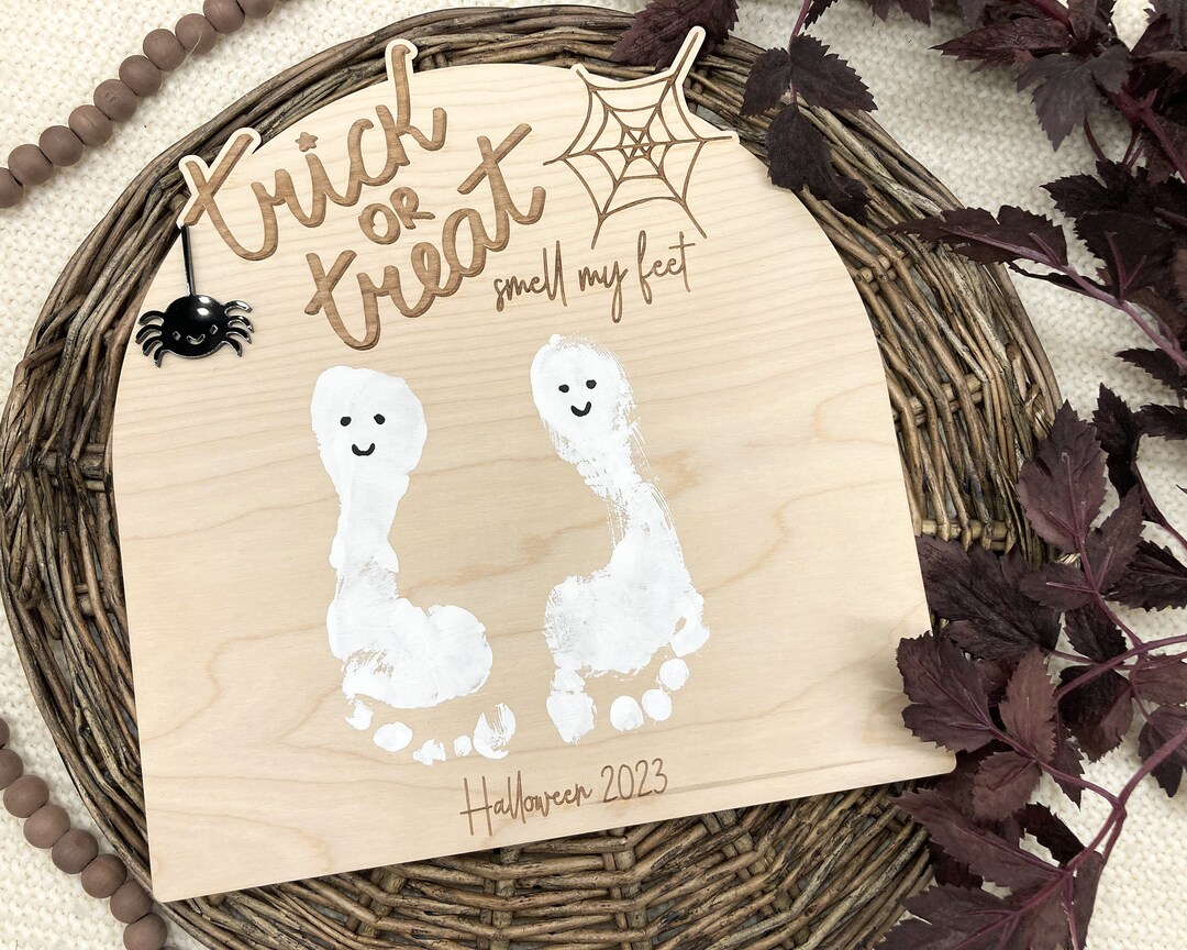DIY Halloween Footprint Sign Painted Footprint Sign Baby's First ...