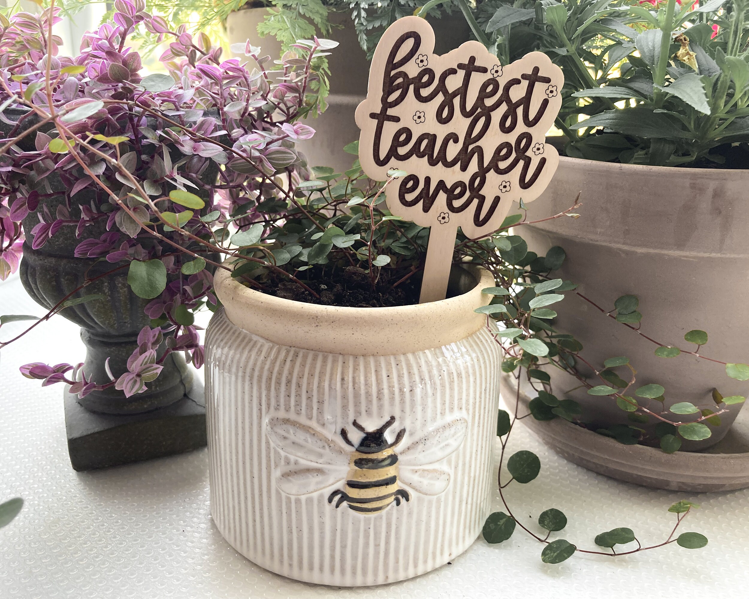 Personalized Teacher Bouquet Stick Best Teacher Ever Plant Stake ...