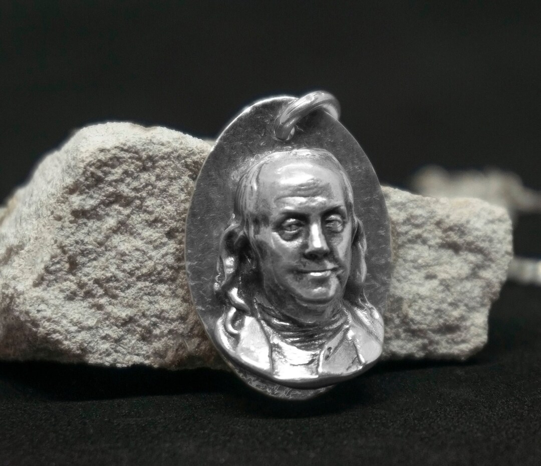 Benjamin Franklin Silver Necklace, US Founding Father Pendant, US ...