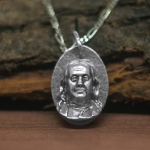 Benjamin Franklin Silver Necklace, US Founding Father Pendant, US ...