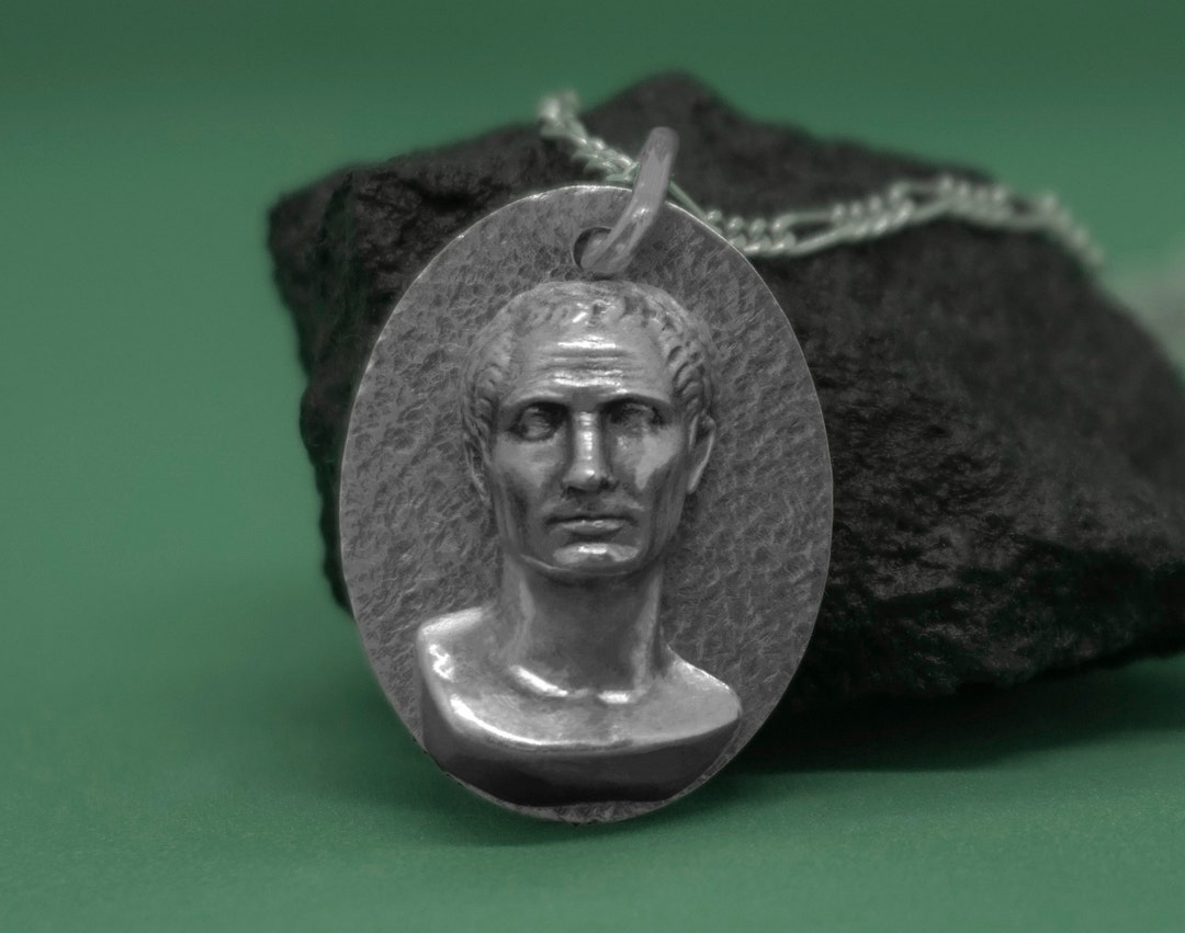 Julius Caesar Silver Pendant, Ancient Latin Necklace, Roman Emperor ...