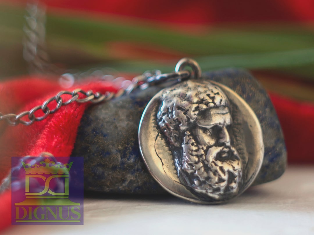 Hercules Silver Pendant, Greek Mythology Jewelry, Men Charm, Heracles ...