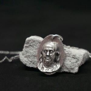 Benjamin Franklin Silver Necklace, US Founding Father Pendant, US ...