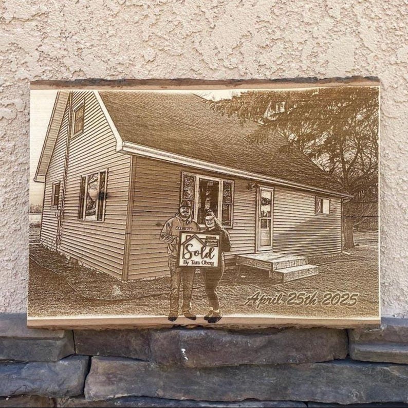 Custom House Portrait, Laser Engraved Wood Plank, New Home Gift, Free ...
