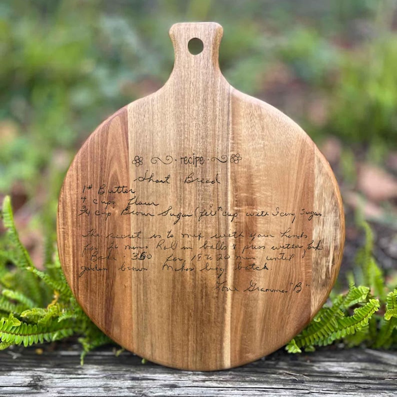 Custom Handwritten Drawing Family Recipe Laser Engraved on Cutting ...