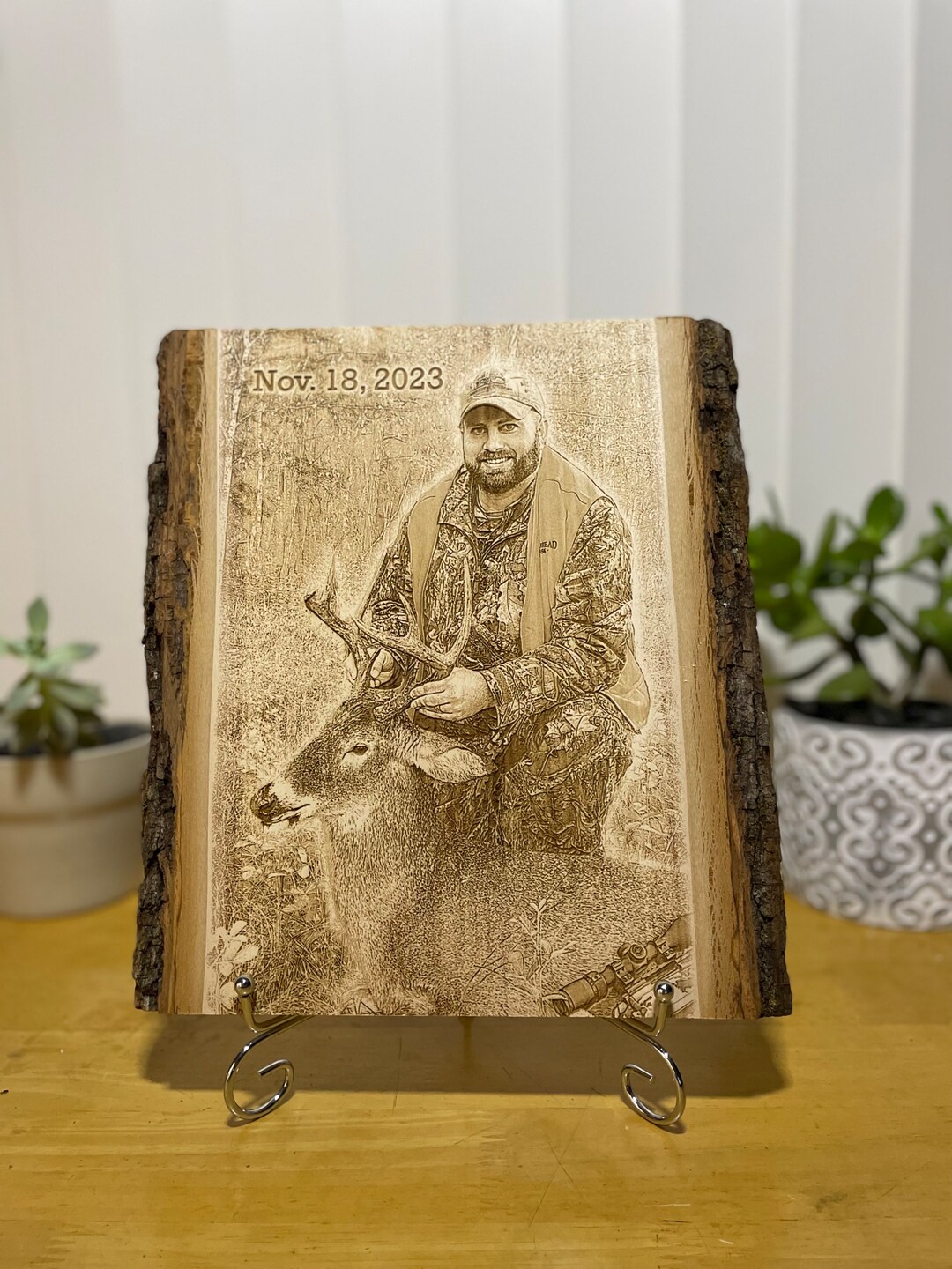 Hunting Memorial Engraving Custom Design Personalized Photo on Wood ...