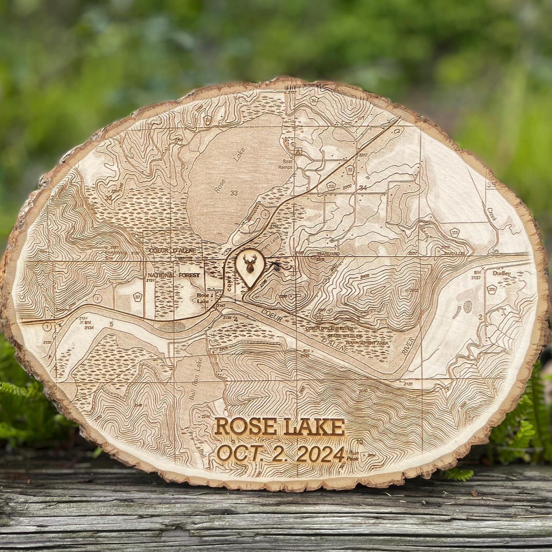 Custom TOPO Map Wood Engraving: Hunting Site Contour Map Art, Preview ...