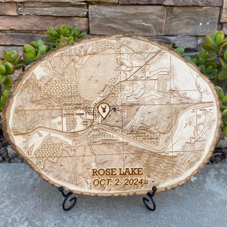 Custom TOPO Map Wood Engraving: Hunting Site Contour Map Art, Preview ...
