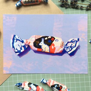White Rabbit Candy Art Print Original Art Food Painting - Etsy