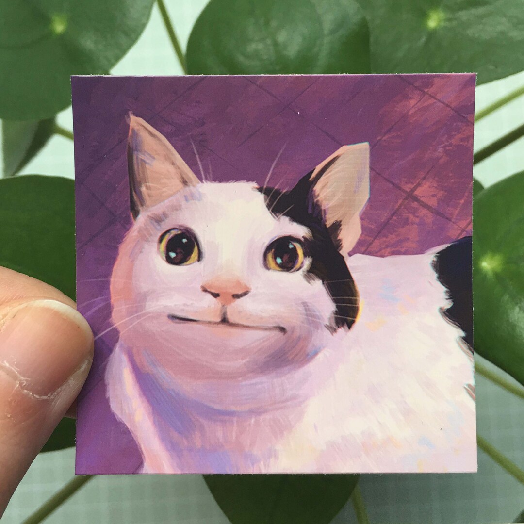 Awkward Smiling Cat Waterproof Vinyl Sticker Die Cut Sticker Laptop ...