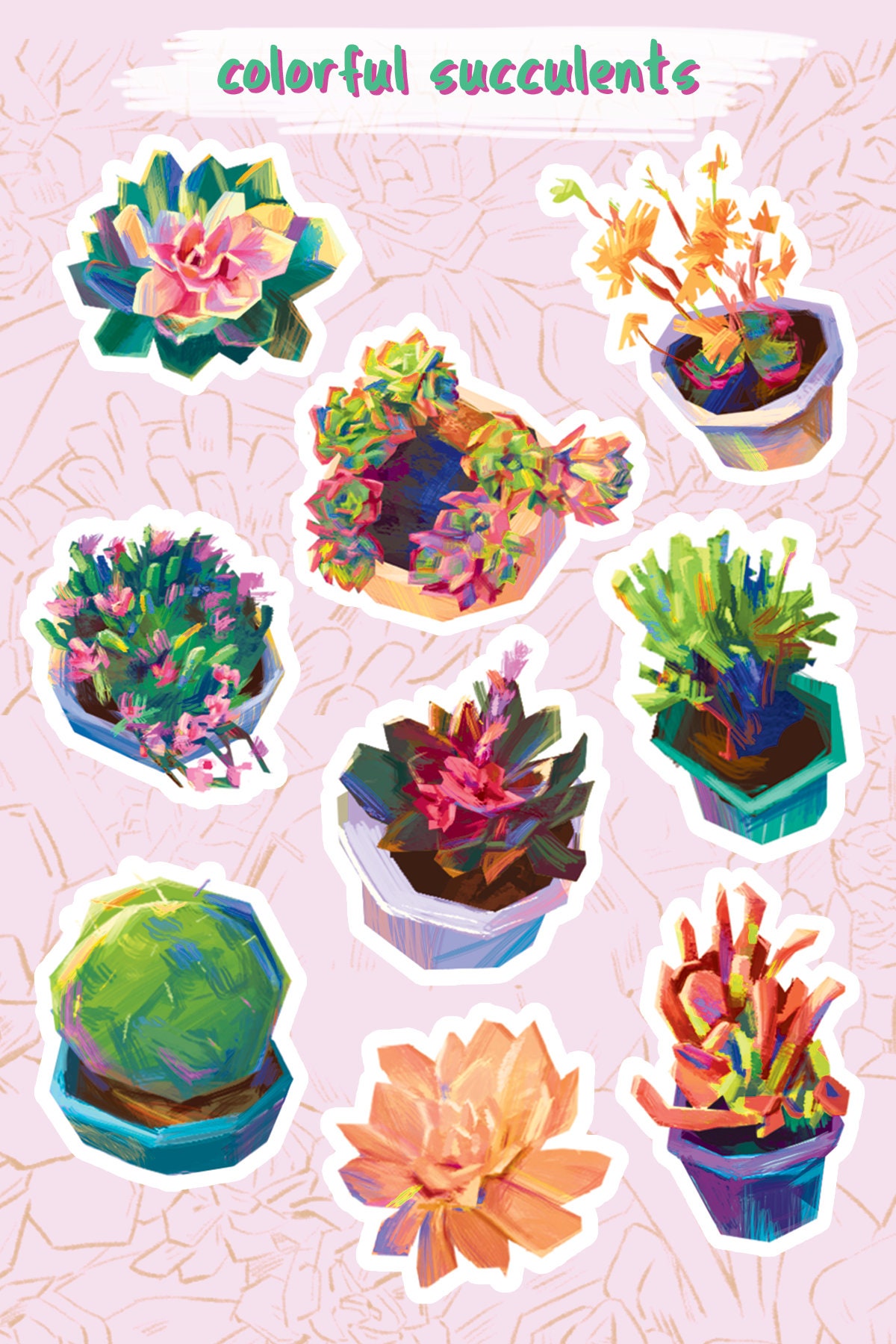 Succulent Sticker Sheet Waterproof Vinyl Stickers - Etsy