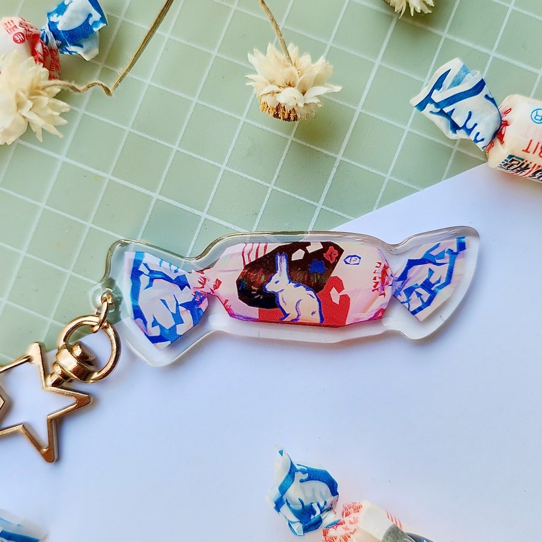 White Rabbit Candy Acrylic Keychain Dabaitu Candy Acrylic Charm Asian ...