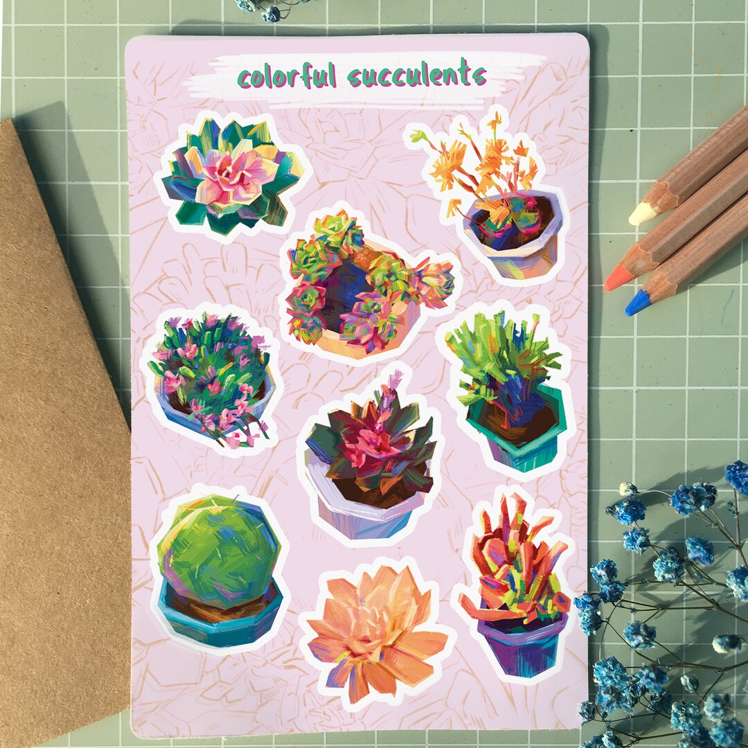 Succulent Sticker Sheet Waterproof Vinyl Stickers - Etsy