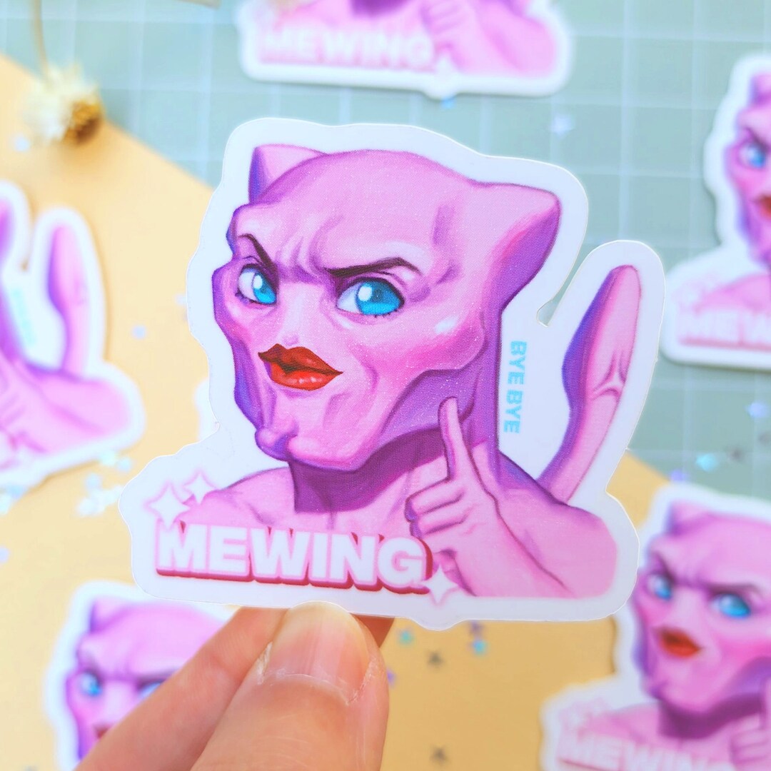 Mewing Mew Waterproof Vinyl Sticker Meme Sticker Laptop Decal Funny Cat ...