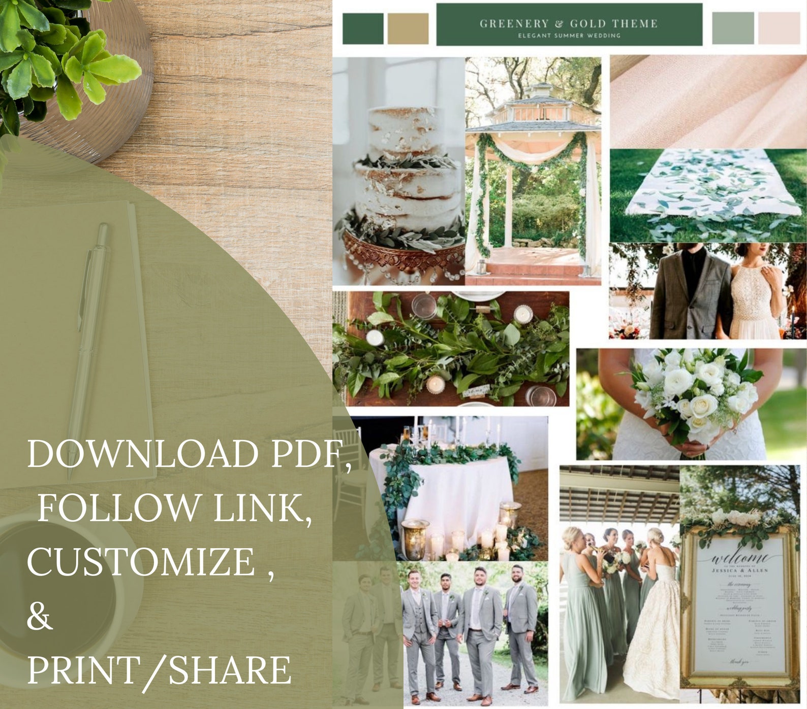 Wedding Vision Board Template — Customizable Canva Wedding Inspiration ...