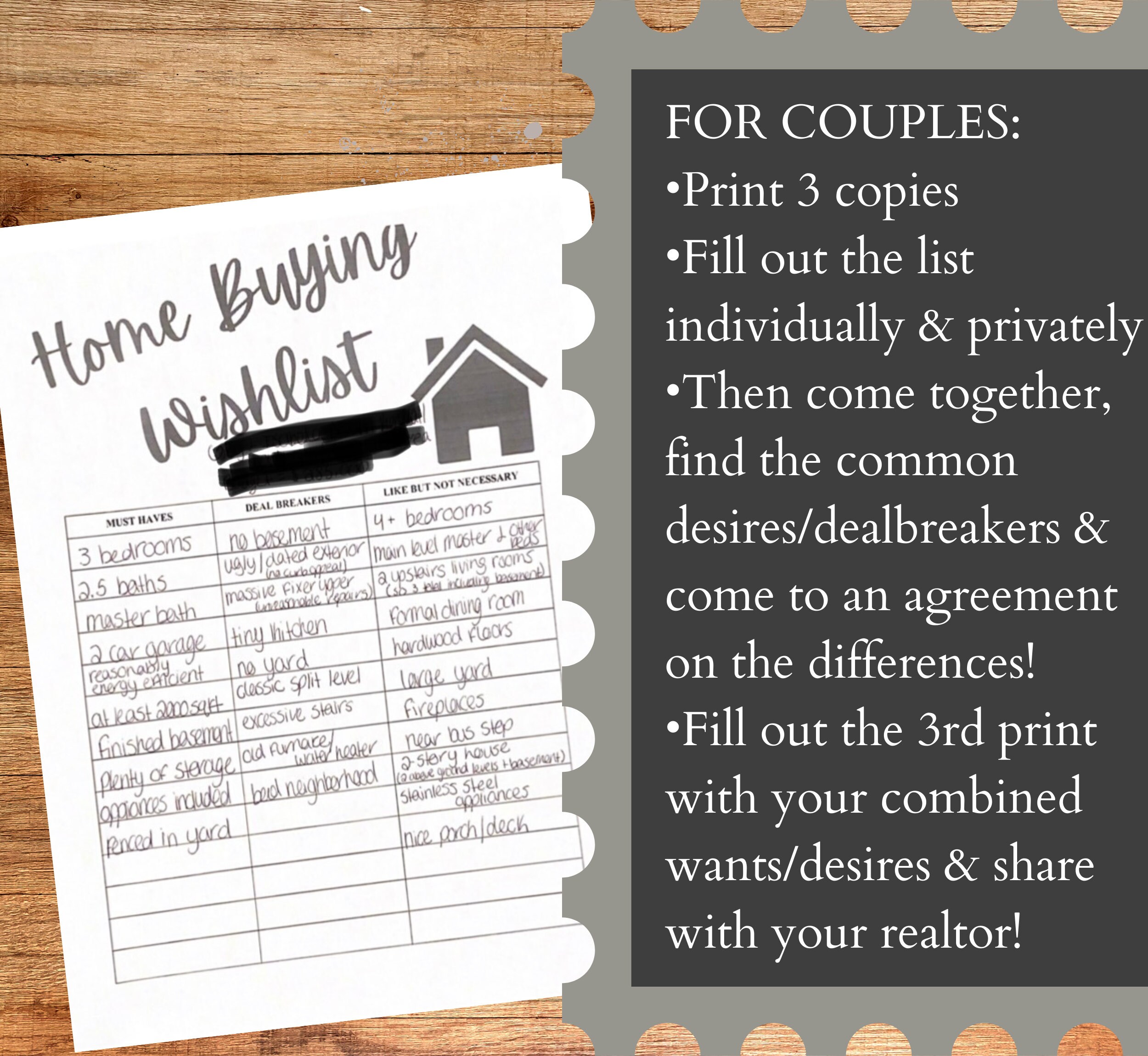 Home Wishlist Printable — House Checklist Instant Downloadable ...