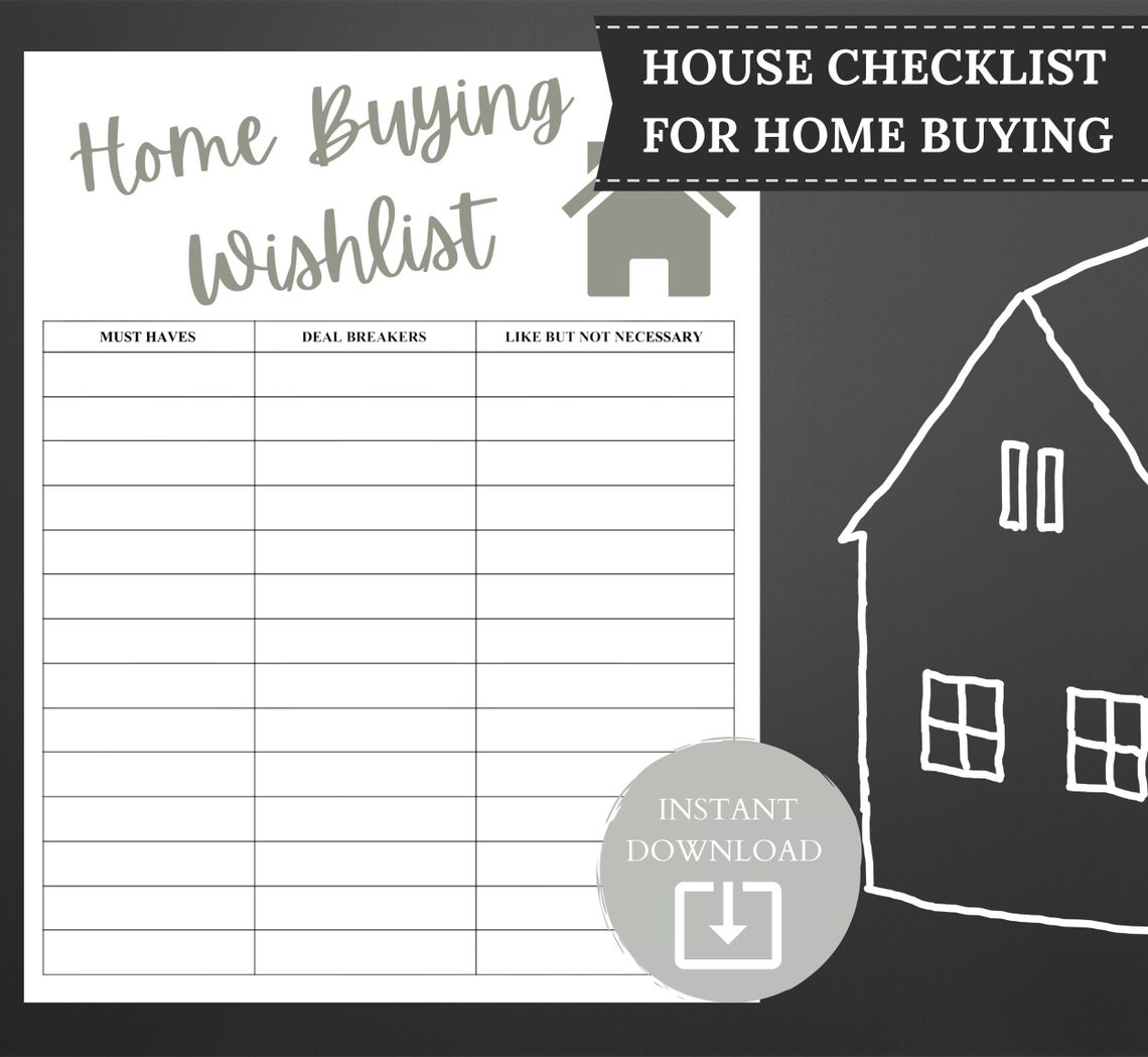 Home Wishlist Printable — House Checklist Instant Downloadable ...