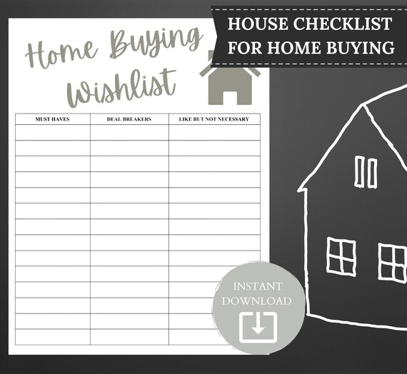Home Wishlist Printable House Checklist Instant Downloadable - Etsy